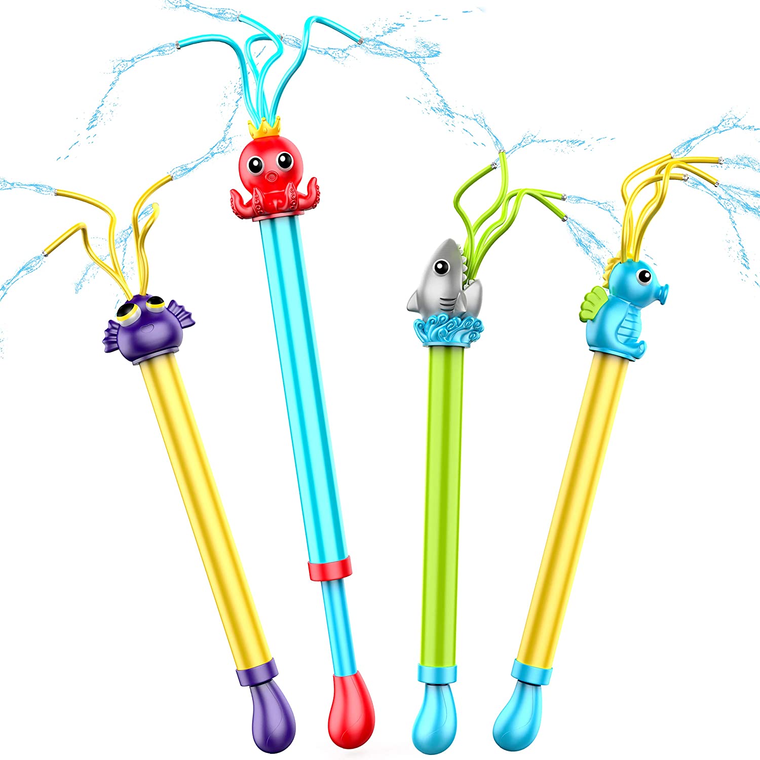 JOYIN 4Pcs 17 Sea Animal Water Gun Sprinkler, Water Blaster Squirt Gun