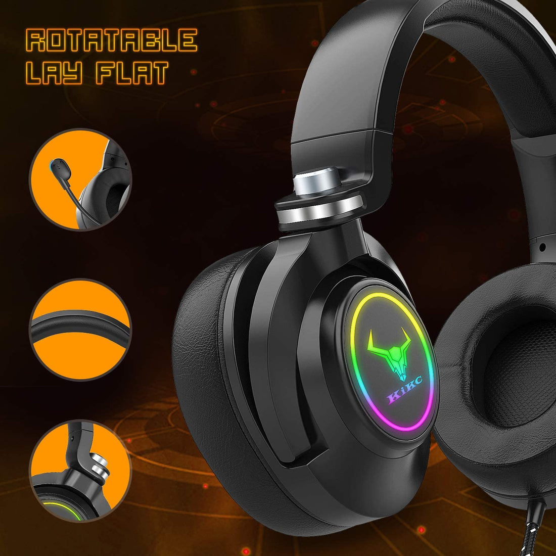 Kikc ET600 Stereo Gaming Headset for Xbox one, PS4, PS5, Xbox Series X