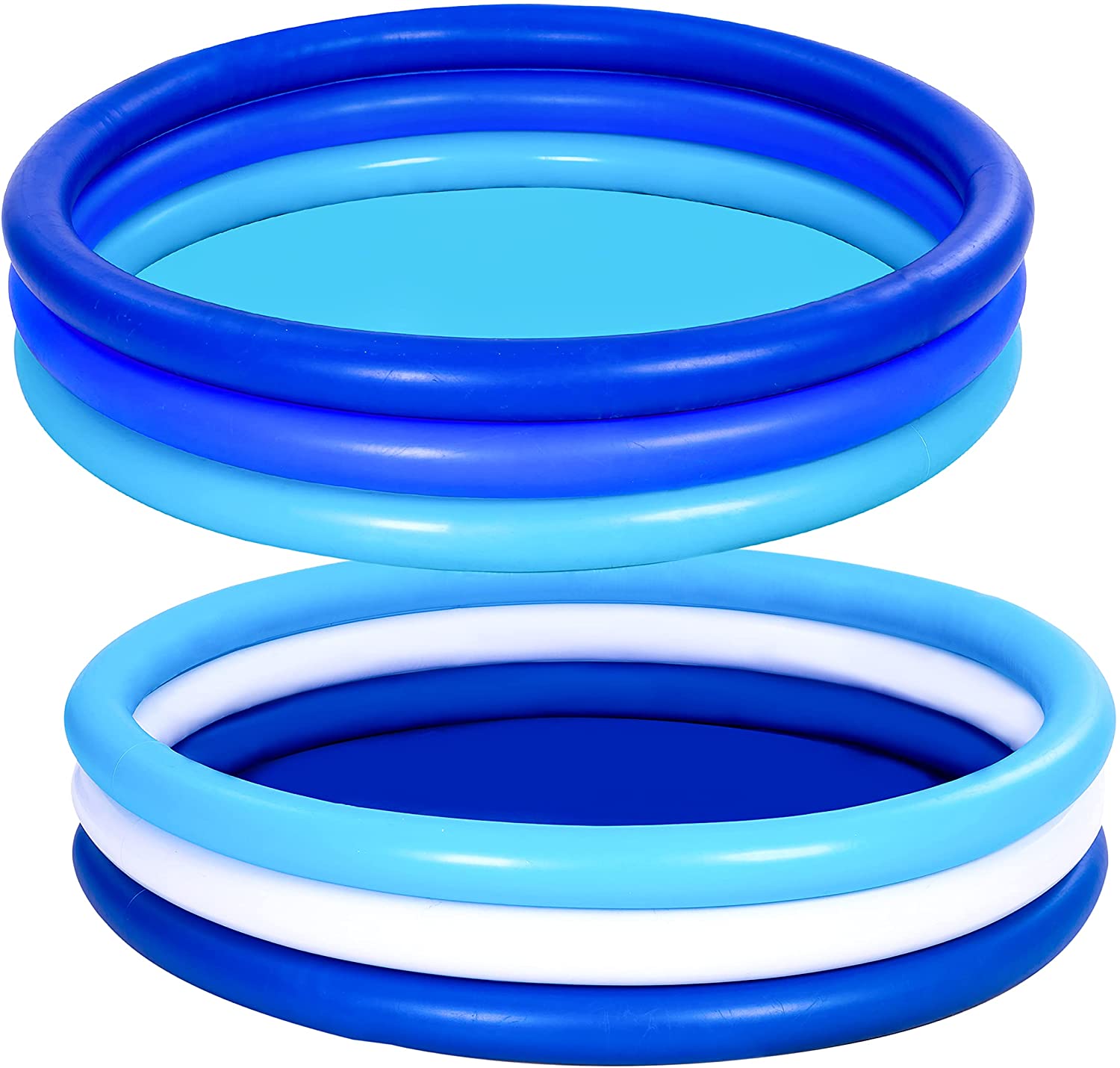 SLOOSH 2 Pack 58 x 13 Blue Inflatable Kiddie Pool Set, Baby Swimming P